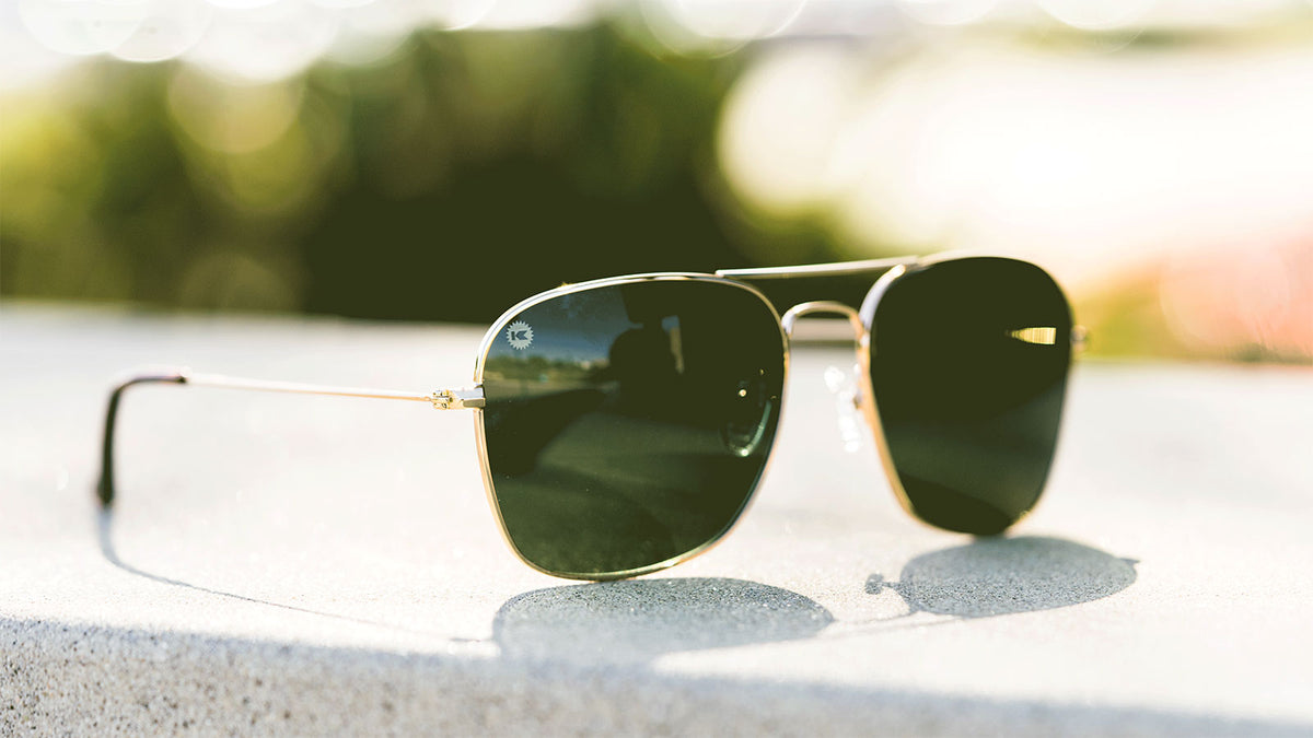 Gold / Green Mount Evans Rectangular Aviators | Knockaround